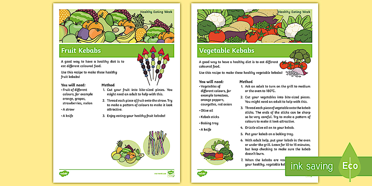 KS1 Healthy Eating Week Making Activity - fruit, vegetable, kebabs, balance