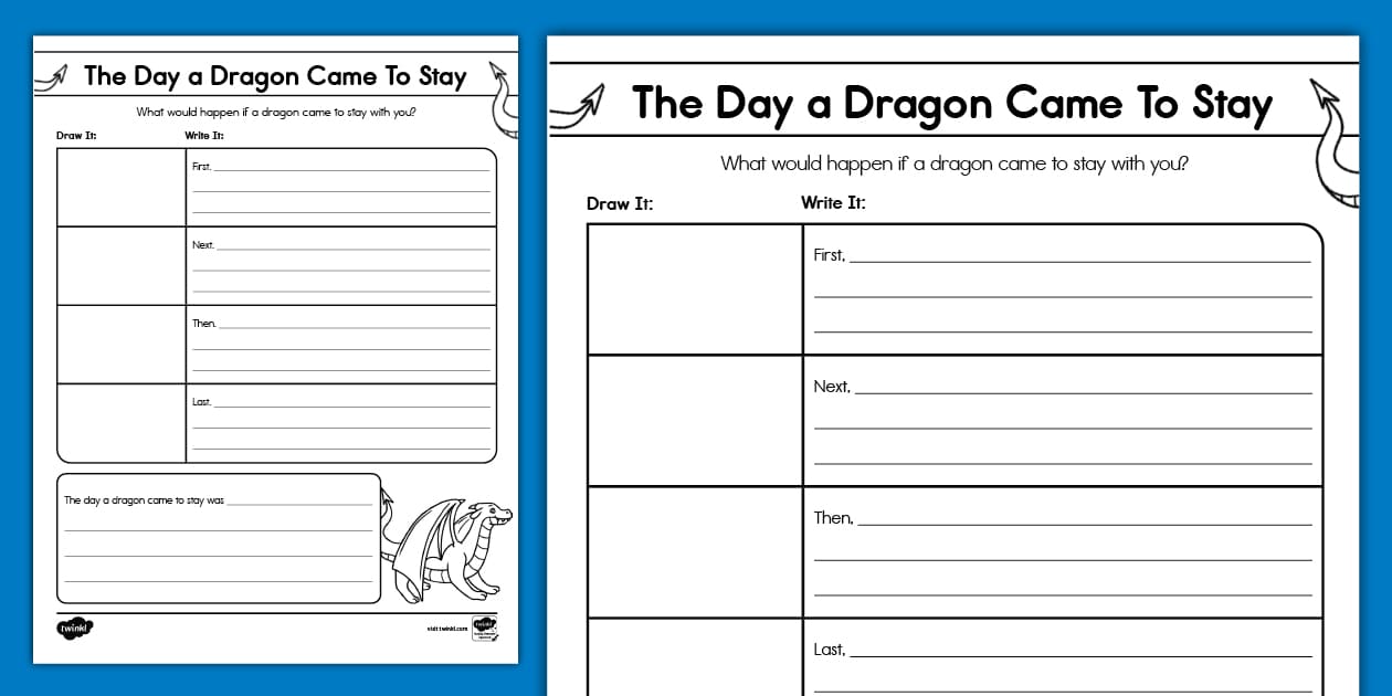 Kindergarten The Day a Dragon Came To Stay Narrative Writing Prompt ...