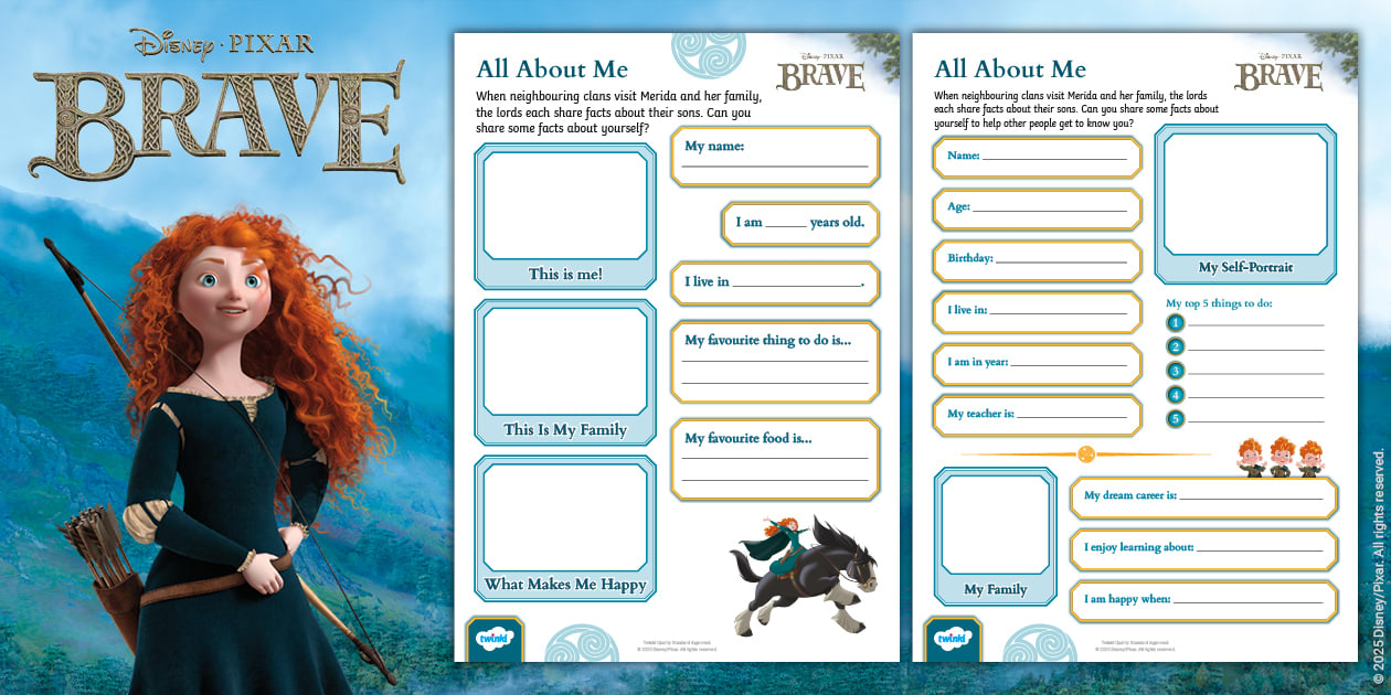 Brave: All About Me Worksheets