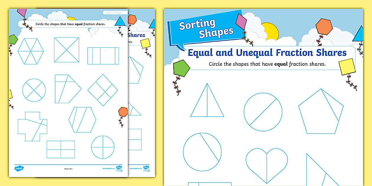 Sorting Shapes into Equal and Unequal Fraction Shares