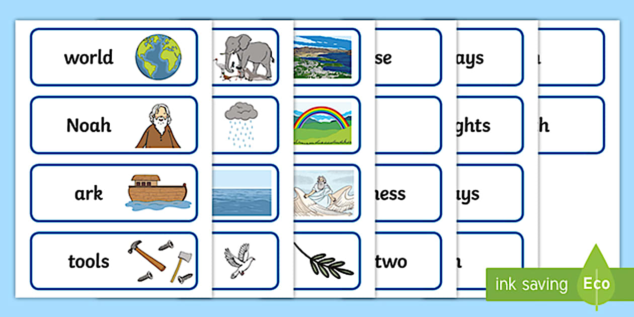 Noah's Ark Word Cards (Teacher-Made) - Twinkl
