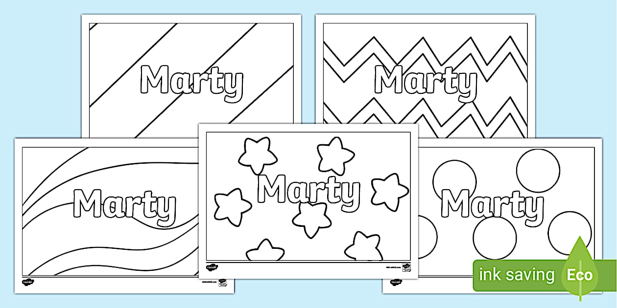 Marty Name Simple Colouring Activity (Teacher-Made) - Twinkl
