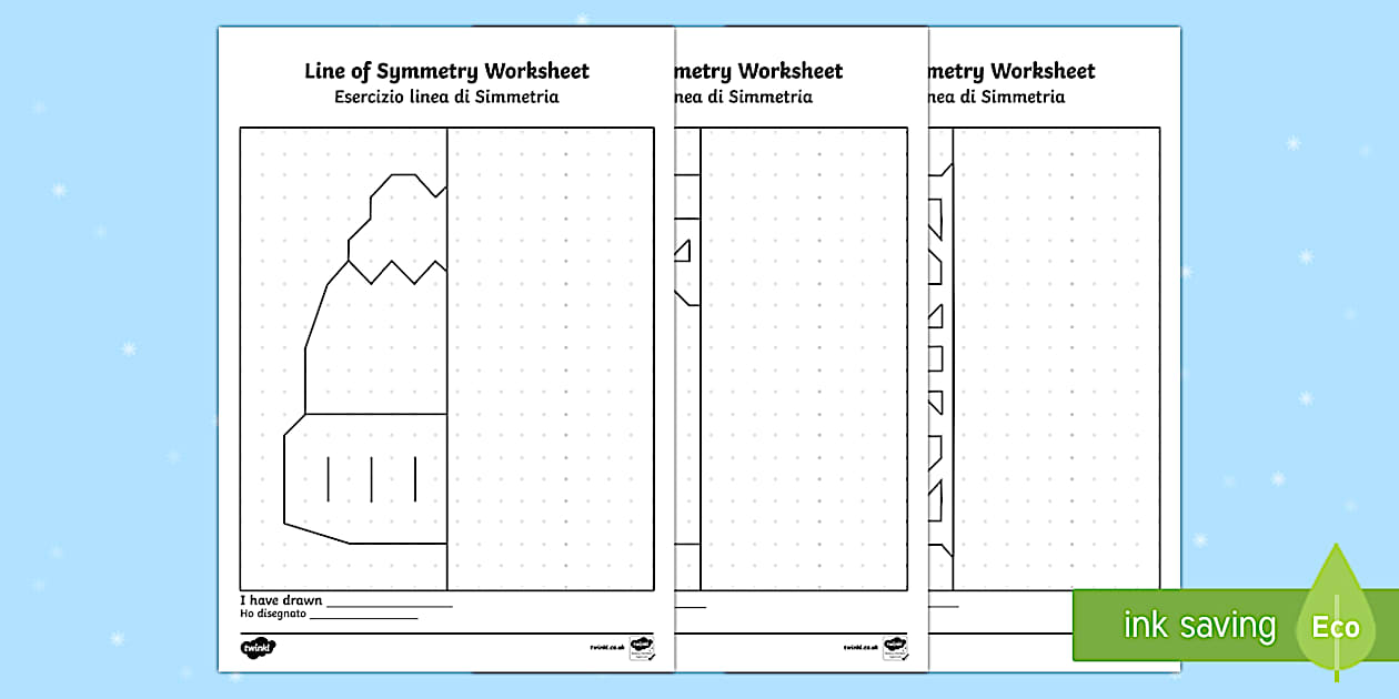 Winter Themed Symmetry Worksheet / Worksheets Italian / English - Winter