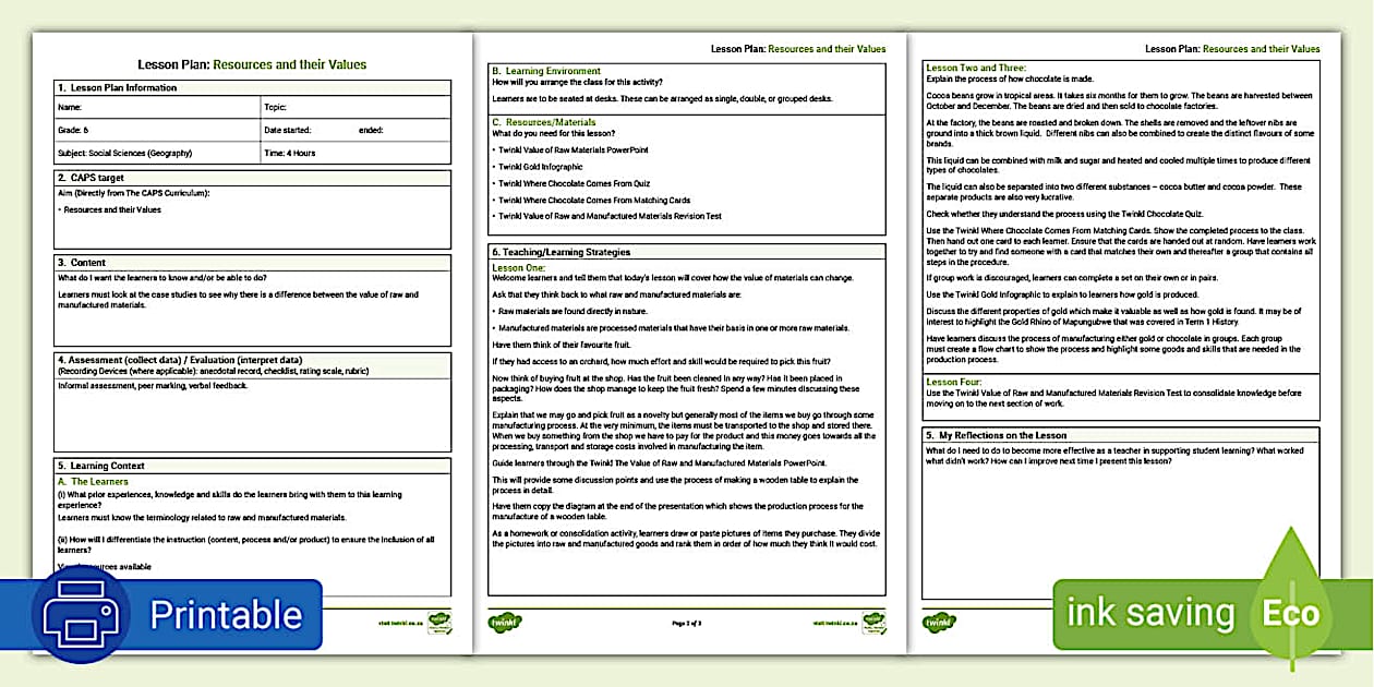 Example Of A Lesson Plan - Twinkl South Africa - Twinkl