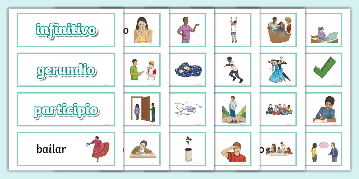 Tarjetas: Emparejar verbos (teacher made) - Twinkl