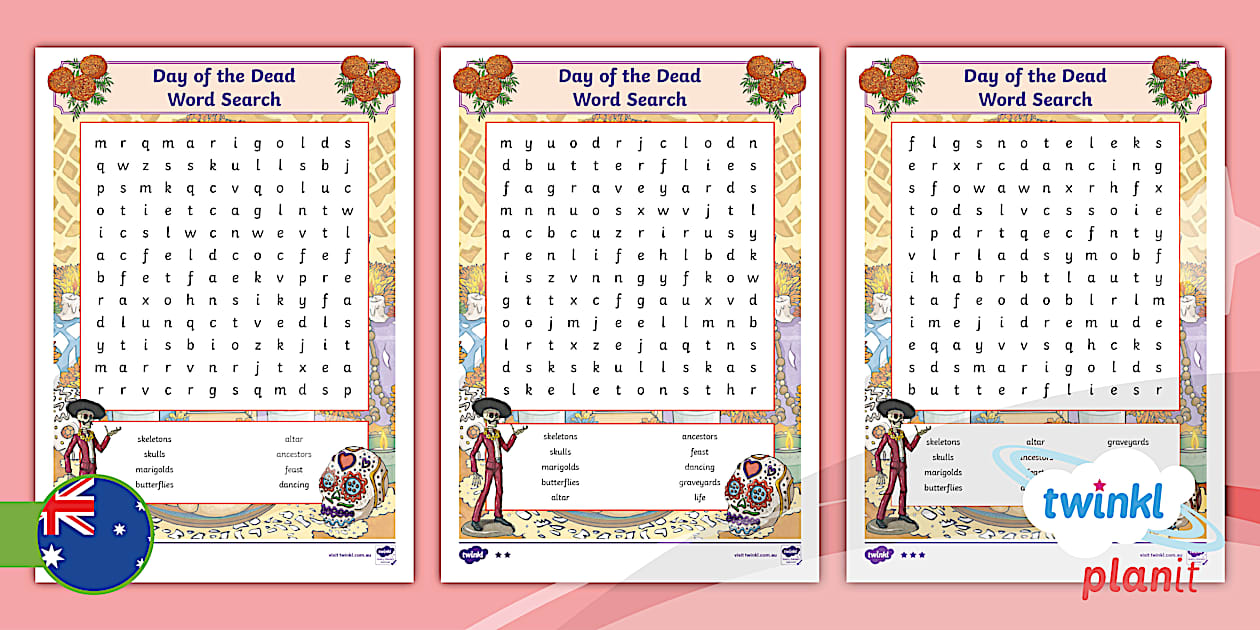 Year 3 Celebrations around World Day of the Dead Word Search