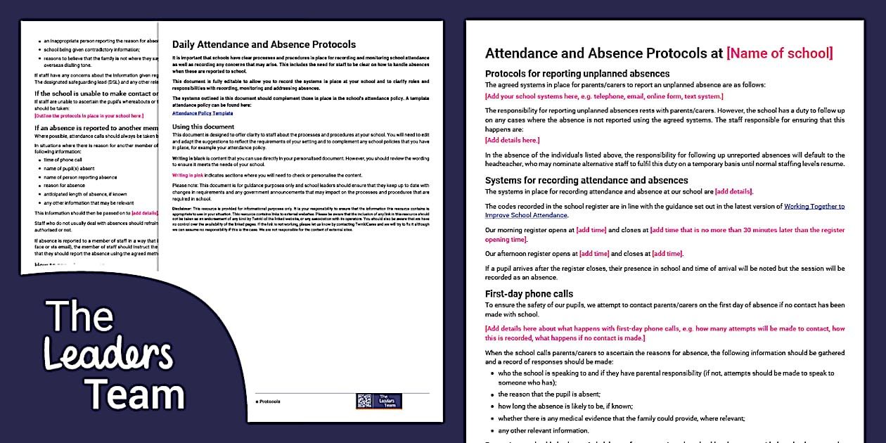 Daily Attendance and Absence Guidance Protocols - leaders
