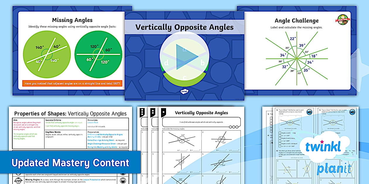 Vertically Opposite Angles Worksheet - White Rose Compatible