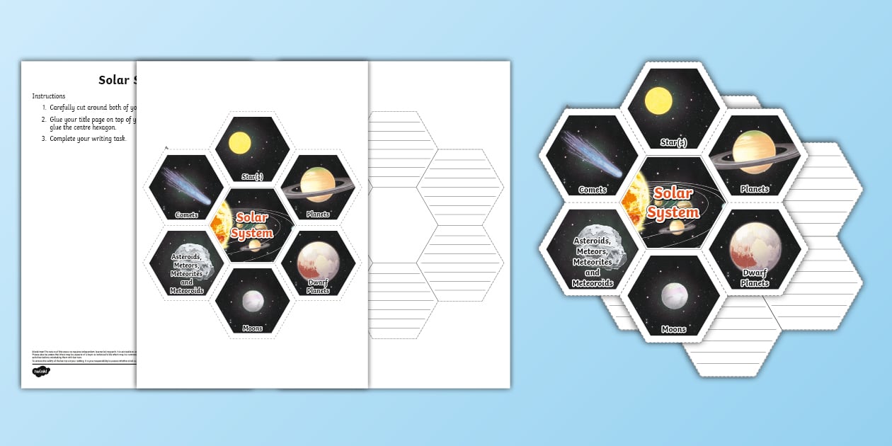 Solar System Hexagon Writing Template Twinkl - Twinkl