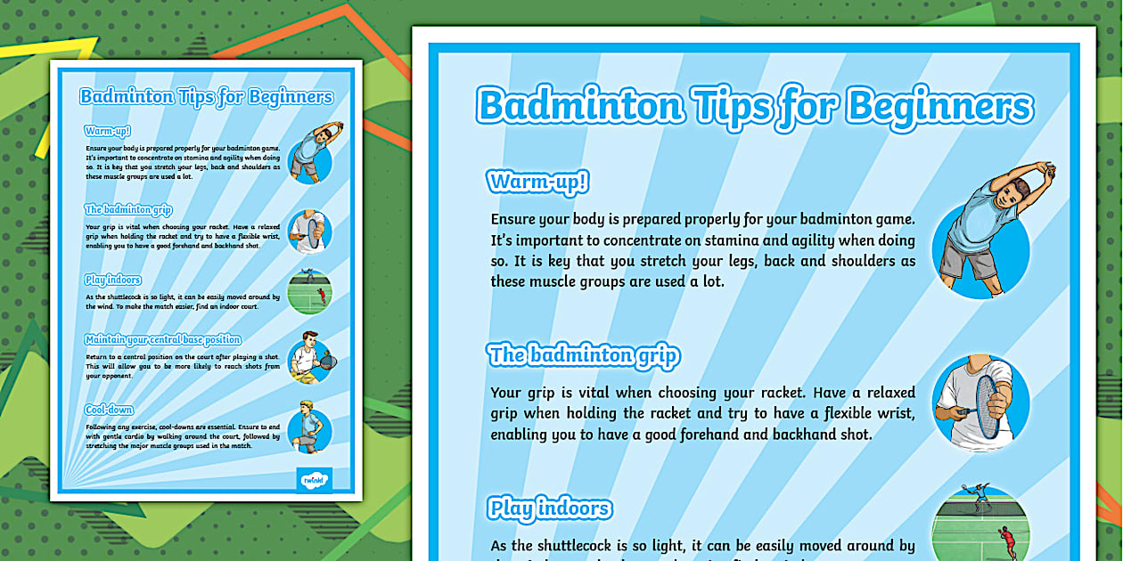 Badminton Tips for Beginners Display Poster (teacher made)