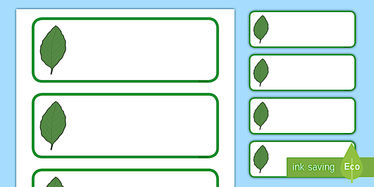 Editable Beech Leaf Drawer Peg Name Labels (teacher made)