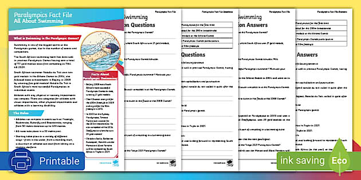 Paralympic Swimming Fact File | South Africa - Twinkl