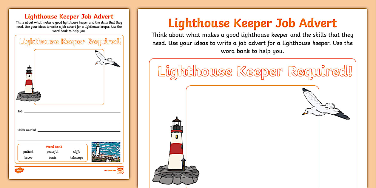 Lighthouse Keeper Job Advert Writing Template - Twinkl