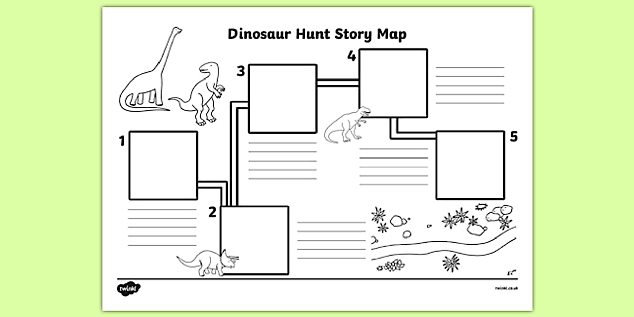 Editable Dinosaur Hunt Story Map Worksheet (teacher made)
