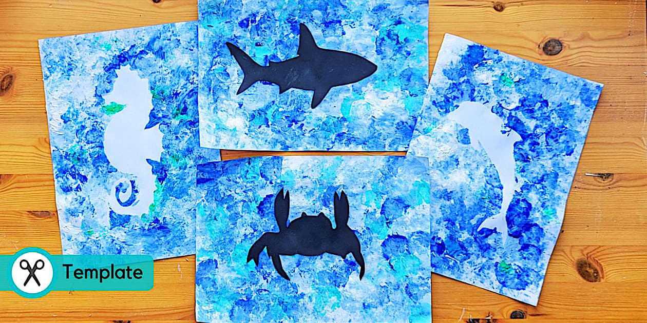 Ocean Creatures Silhouette Painting | Under The Sea Crafts