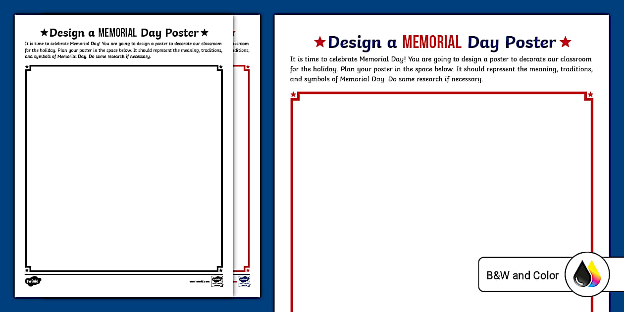 Design a Memorial Day Poster Worksheet for 6th-8th Grade