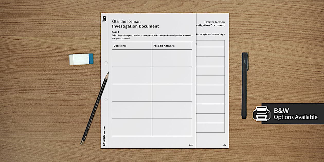 Ötzi the Iceman Investigation Document (teacher made)