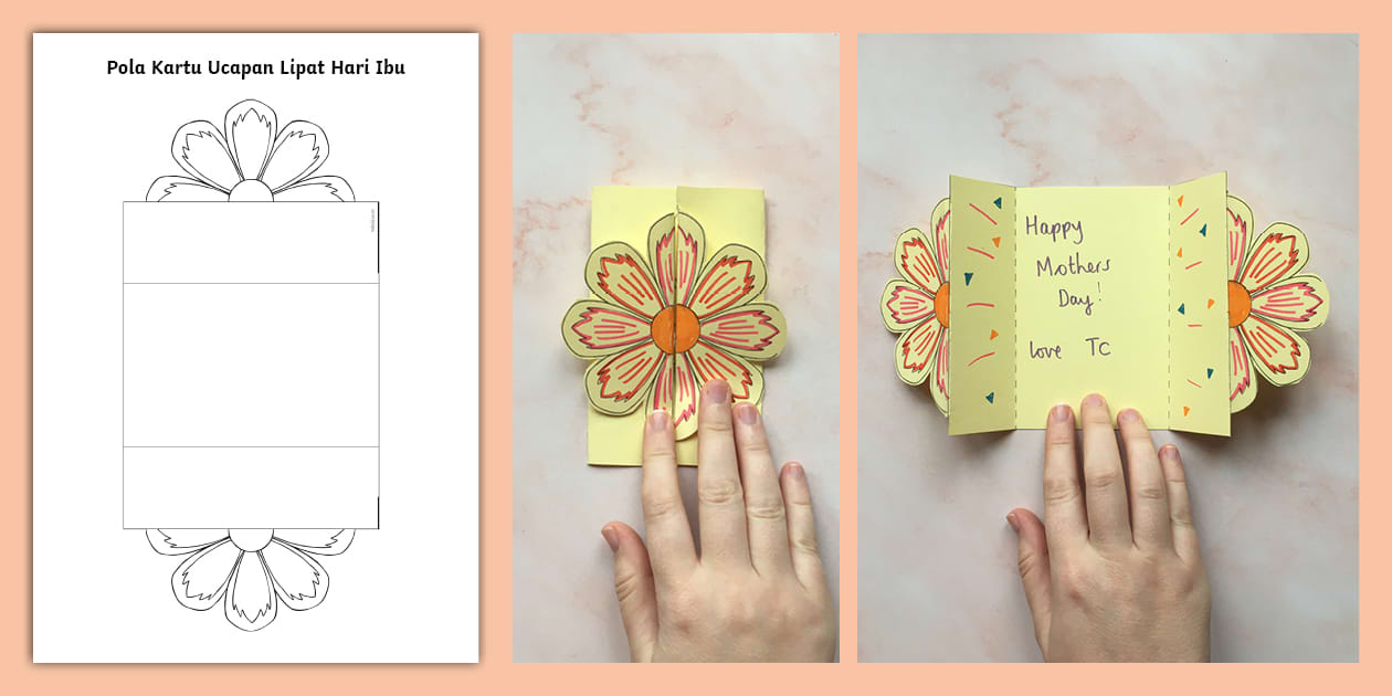 Pola Kartu Ucapan Lipat untuk Hari Ibu (Lehrer gemacht)