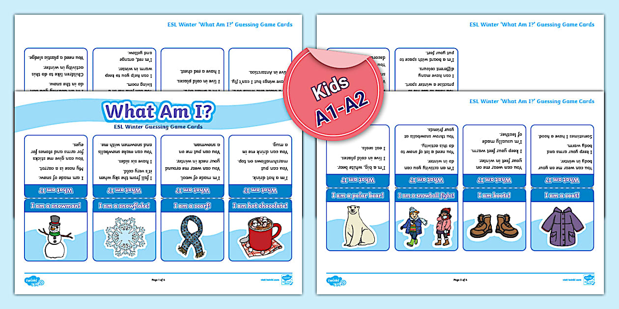ESL Winter 'What Am I' Guessing Game Cards - Twinkl