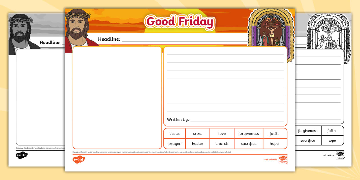 Good Friday Newspaper Writing Template (teacher made)