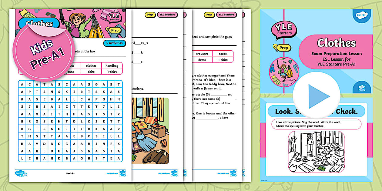 YLE Starters - Prep Lesson (Clothes) (teacher made) - Twinkl