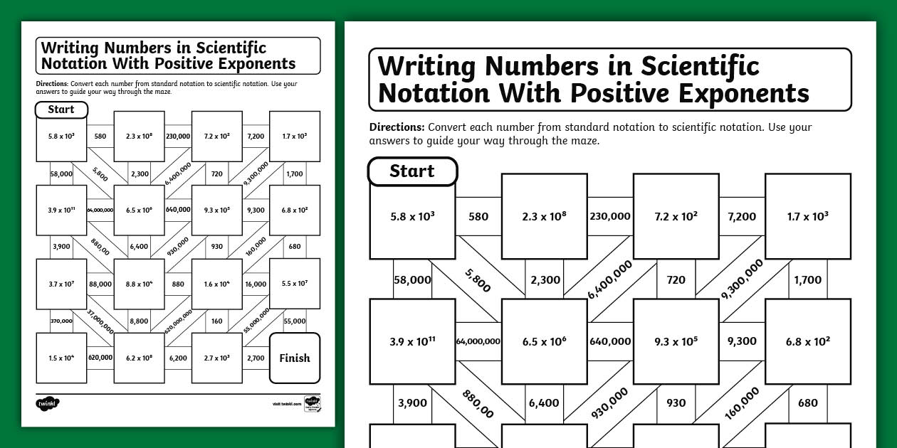 Eighth Grade Writing Numbers in Scientific Notation With Positive Exponents