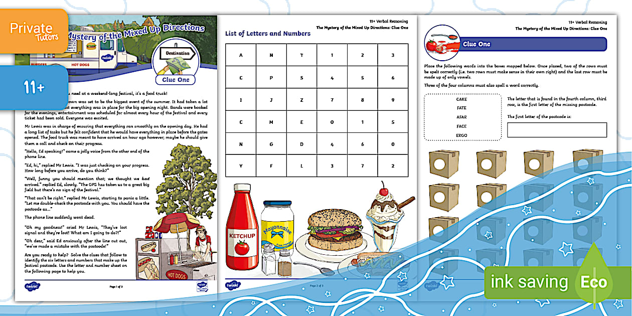 11+ Verbal Reasoning Summer Mystery Challenge Clue One