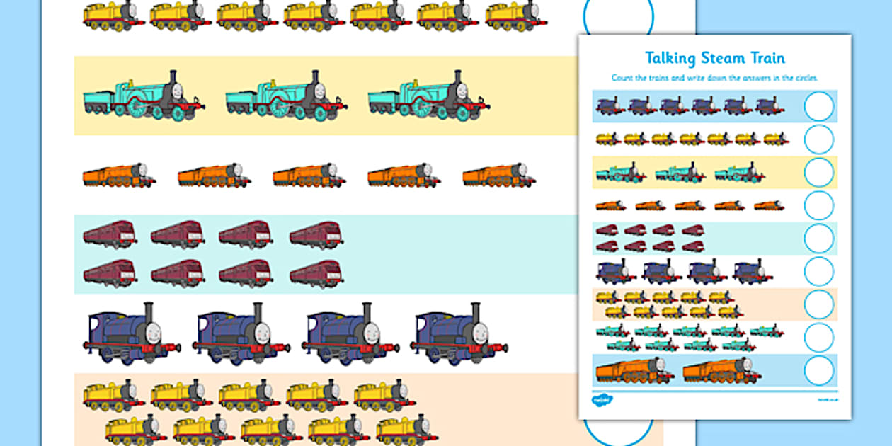 Talking Steam Train Themed Counting Sheet (Teacher-Made)