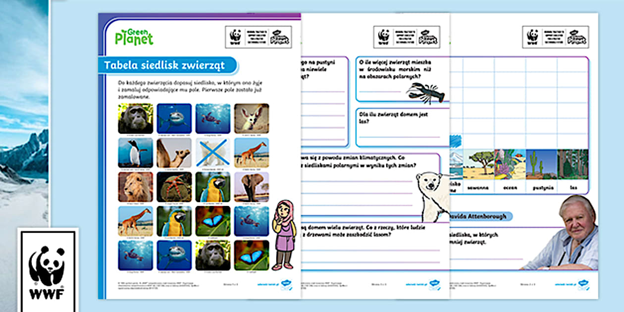WWF Siedliska zwierząt | Karta pracy (teacher made)