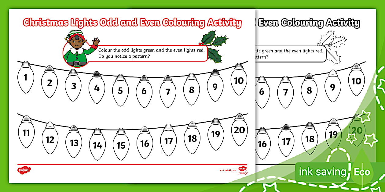 👉 Christmas Lights Odd and Even Activity (teacher made)