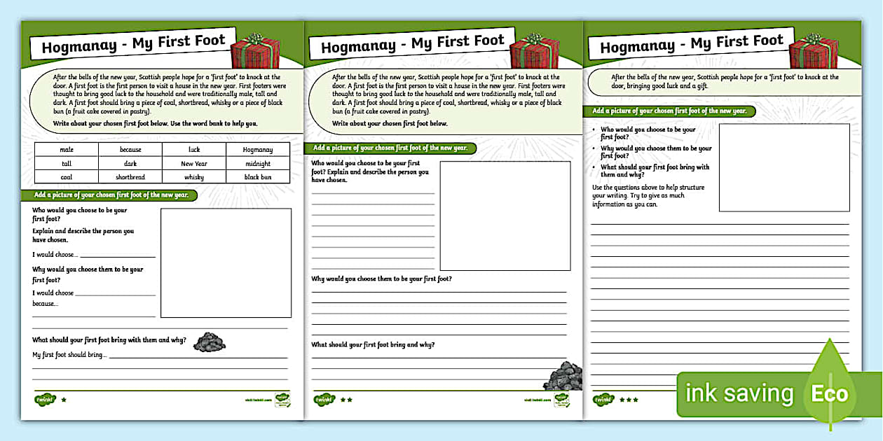 My First Foot: Hogmanay Activity Sheet - Twinkl