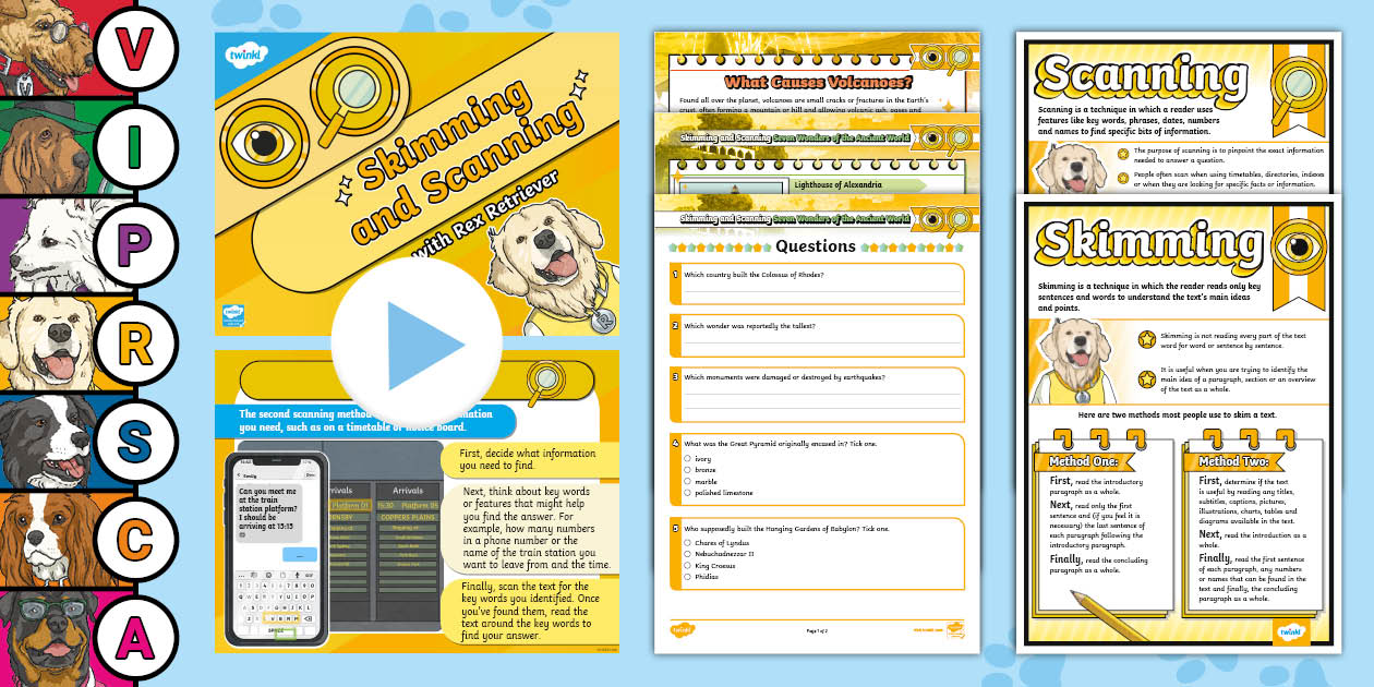 KS2 Skimming and Scanning with Rex Retriever Activity Pack