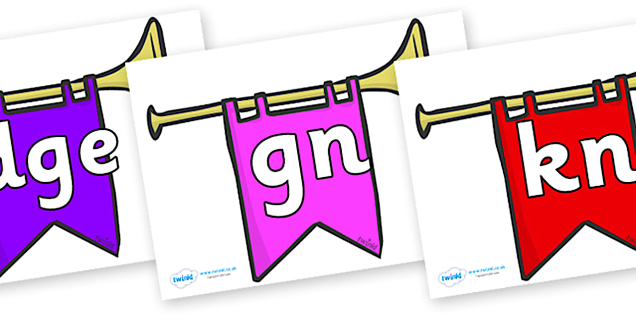 Silent Letters on Banners (Teacher-Made) - Twinkl