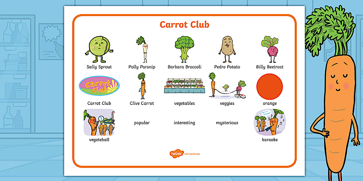 Carrot Club Word Mat (Teacher-Made) - Twinkl