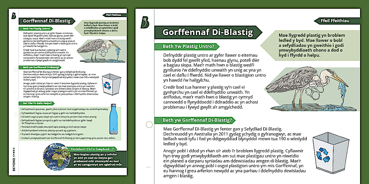 Beyond Cymru: Ffeil Ffeithiau Gorffennaf Di-Blastig - Twinkl