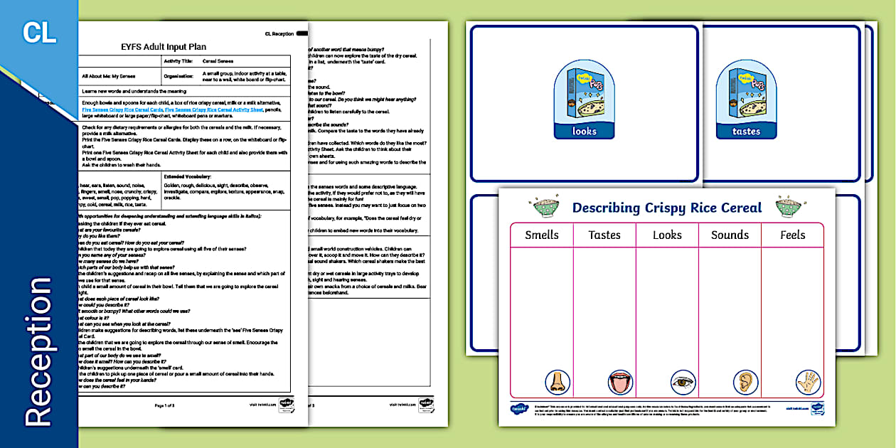 EYFS Cereal Senses Adult Input Plan and Resource Pack