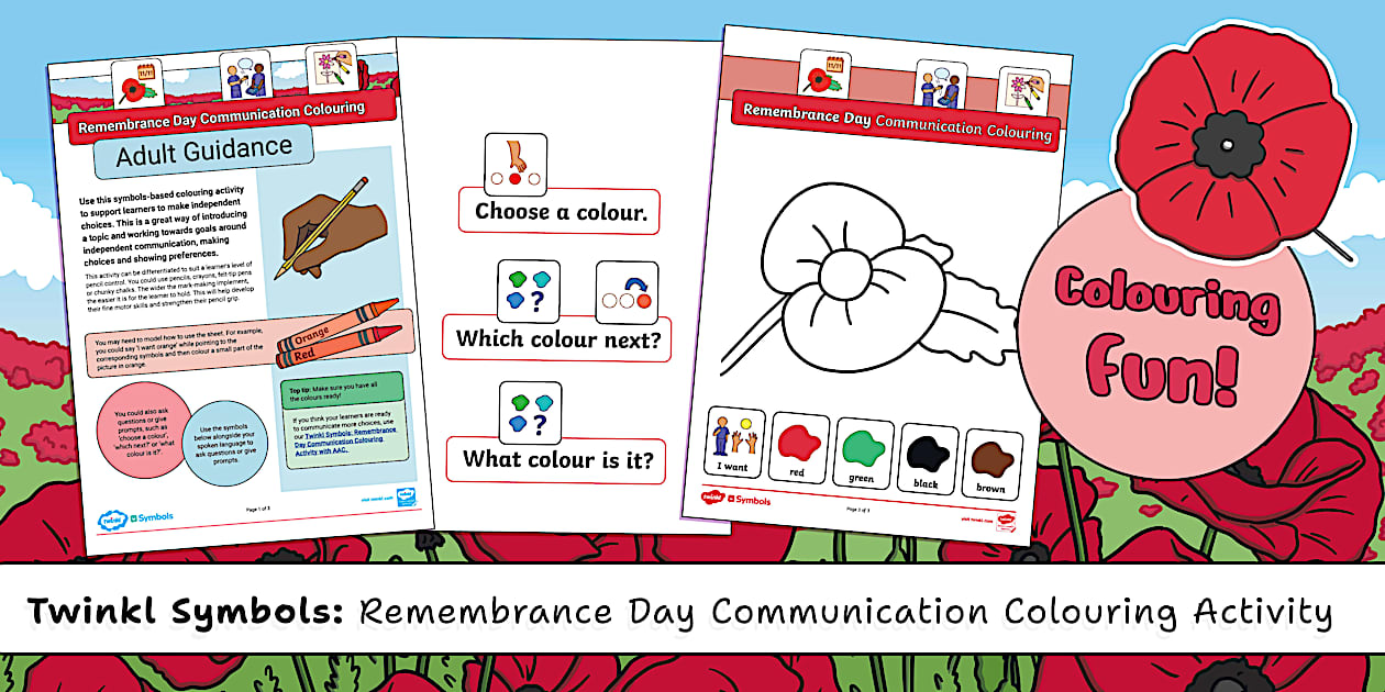 Twinkl Symbols: Remembrance Day Communication Colouring