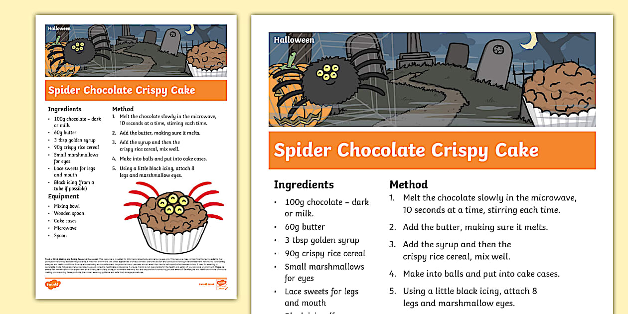 Halloween Spider Crispy Cake Recipe (teacher made) - Twinkl