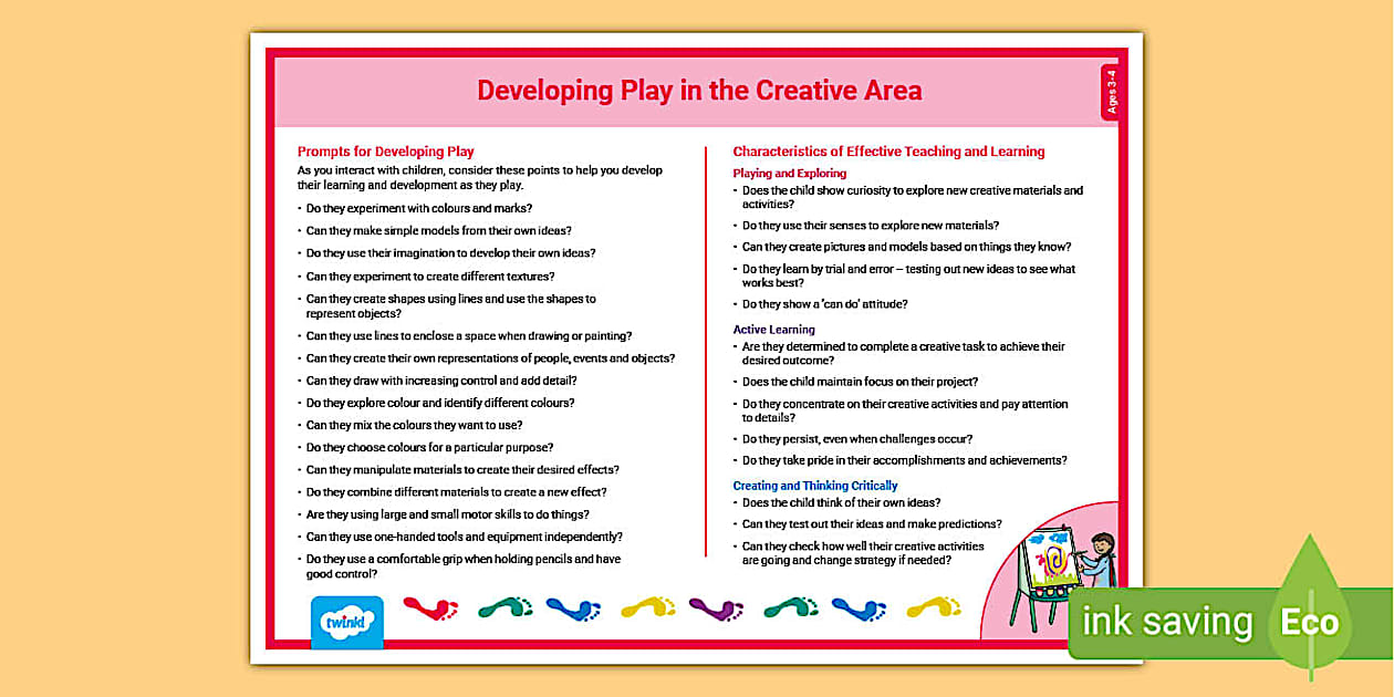 EYFS Creative Area 3-4 Next Steps Poster (teacher made)