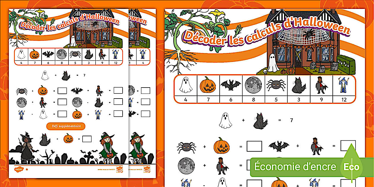 Décoder les calculs d'Halloween (Teacher-Made) - Twinkl