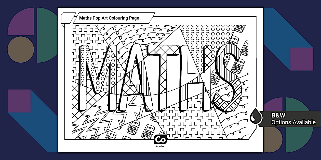 Maths Pop Art Colouring Page (teacher made) - Twinkl