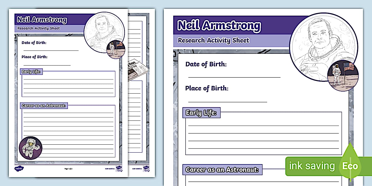 Neil Armstrong (Research Activity Sheet) (teacher made)