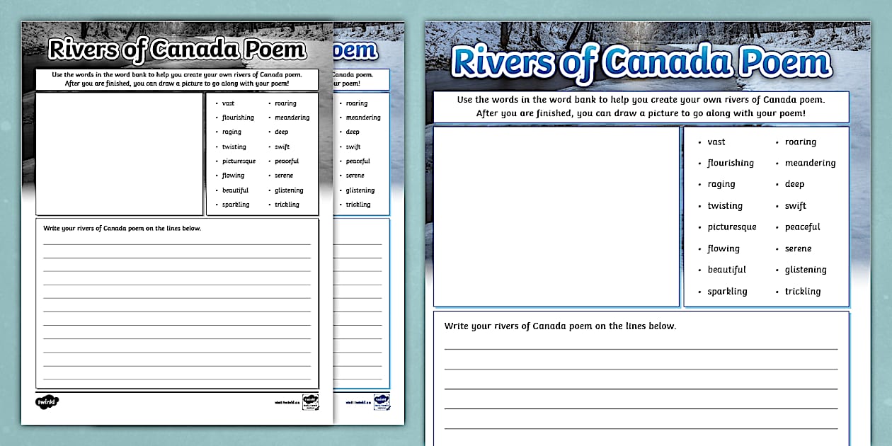 Rivers of Canada Poem Writing Template (teacher made)