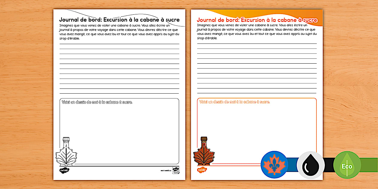 Sugar Shack Field Trip Journal Writing Worksheet French