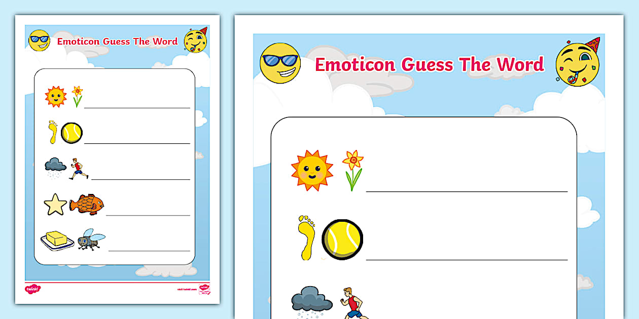 Emoticon Guess The Word Activity Sheet (Teacher-Made)