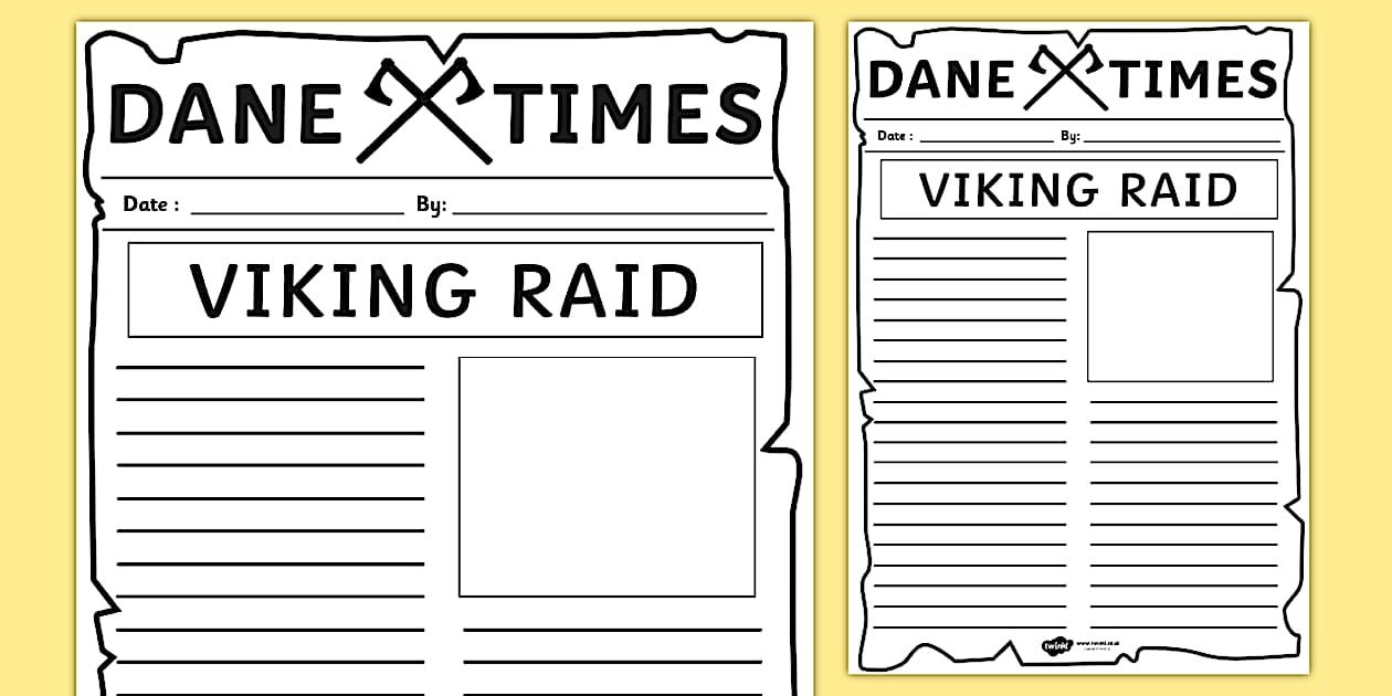 Viking Raid Newspaper Template (teacher made) - Twinkl