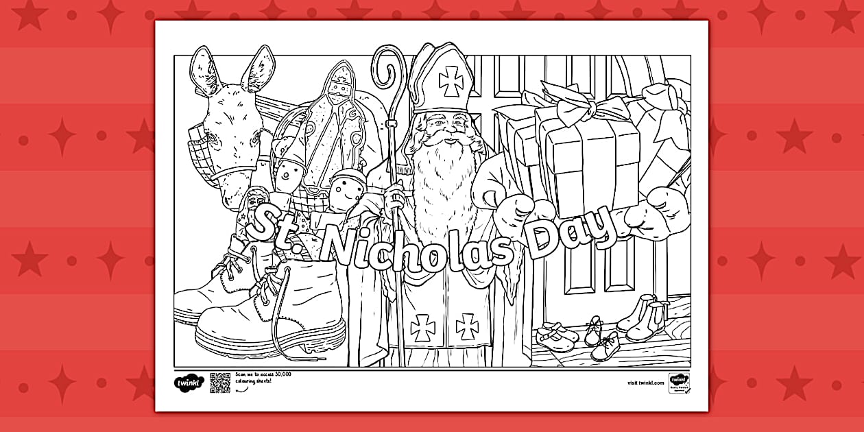 St. Nicholas Day Collage Colouring Page (Teacher-Made)
