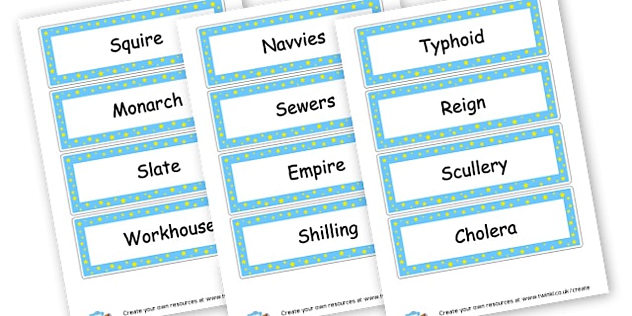 Victorian Vocabulary Word Cards KS2 (professor feito)