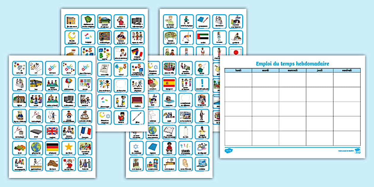 Planner hebdomadaire avec pictogrammes - Emploi du temps visuel