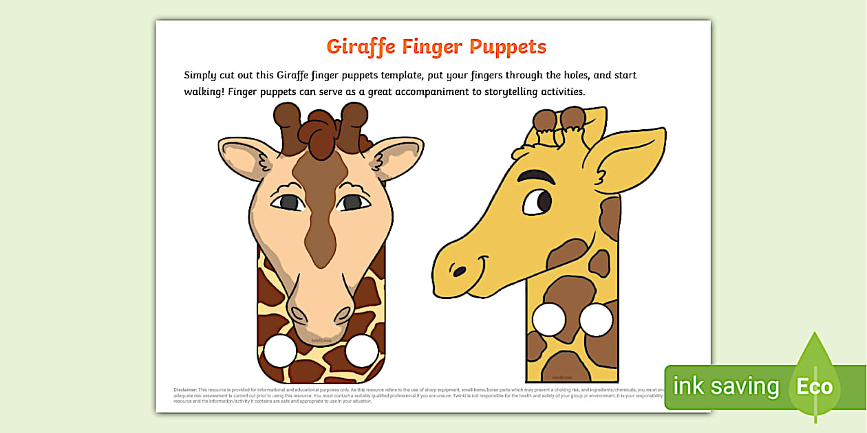 Giraffe Finger Puppets (teacher made) - Twinkl